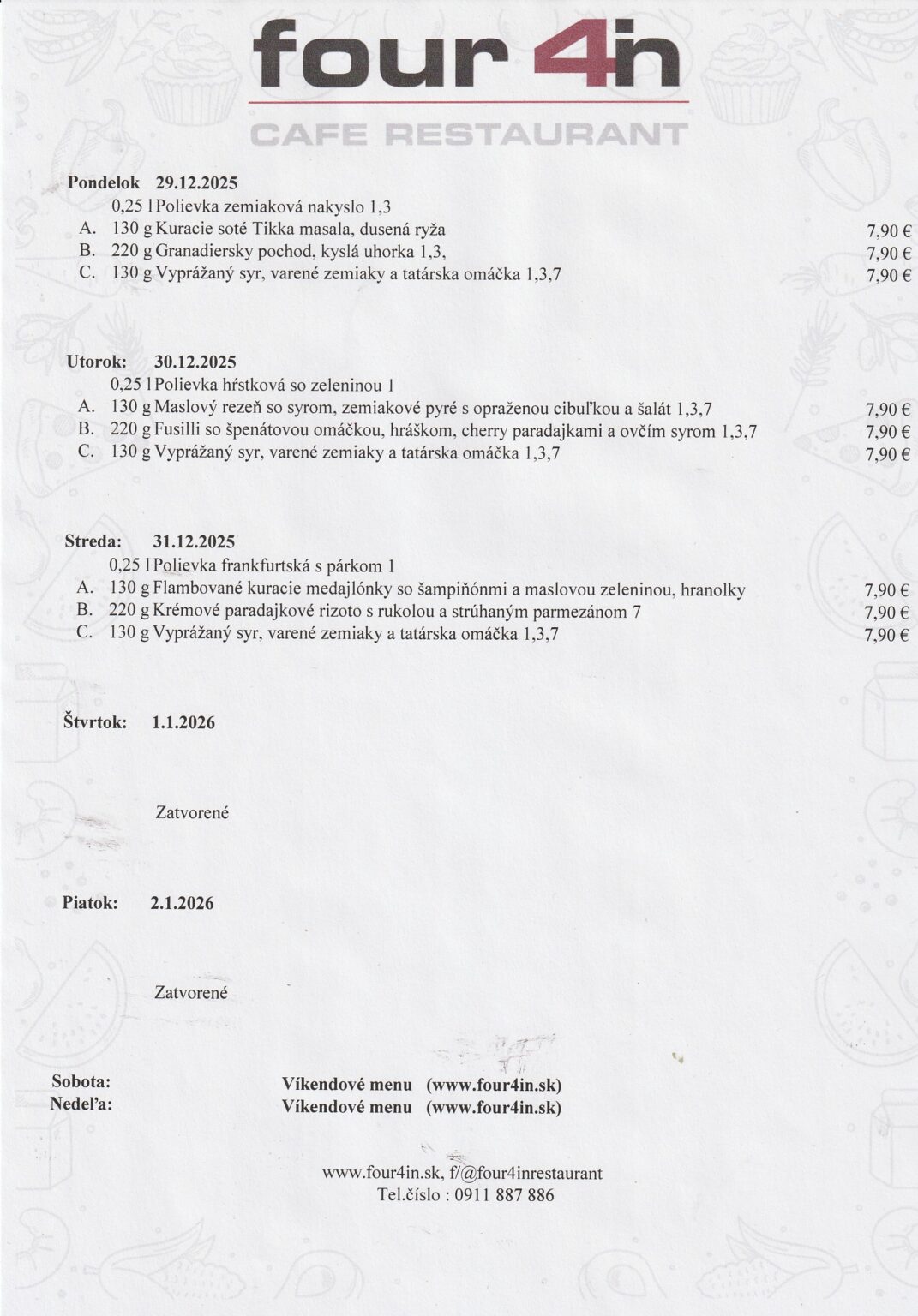 Denné menu - Four 4in